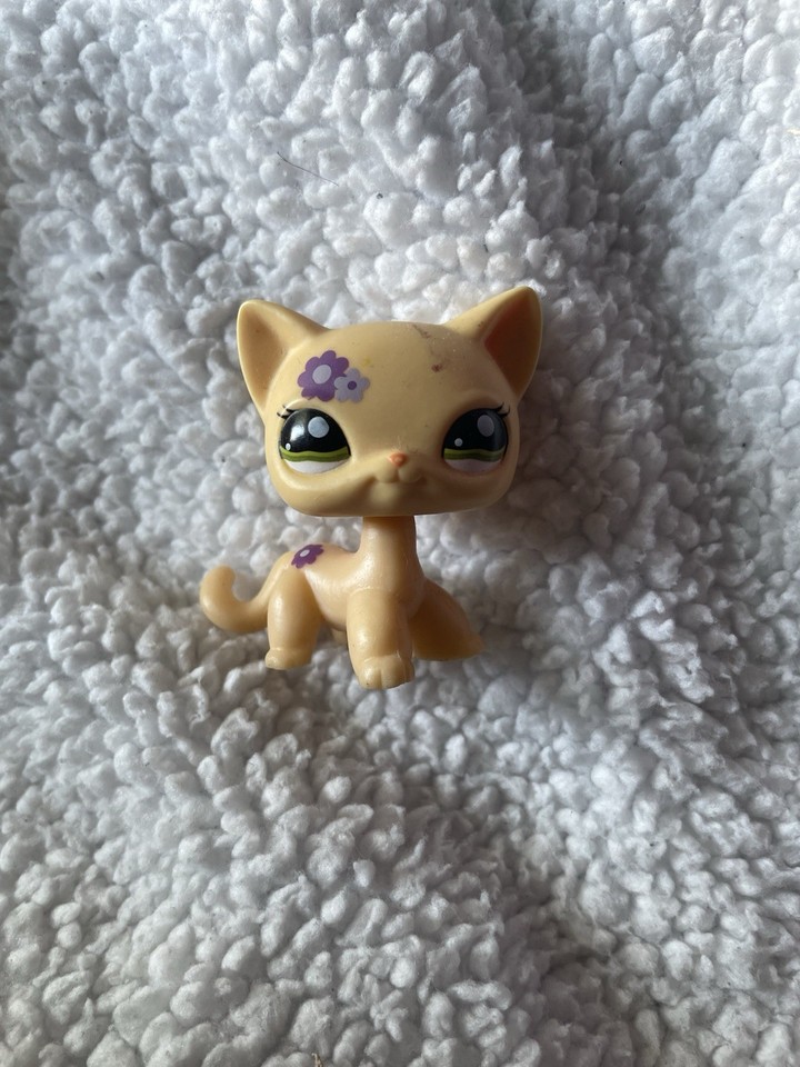 Littlest Pet Shop Yellow Shorthair Cat Flowers #1962 Nintendo LPS ...