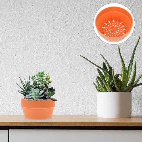 6 Pcs Plastic Shallow Planters Pots Nursery Round Flower Outdoor | eBay