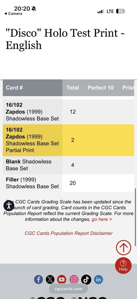 Zapdos Pokémon (1999) Disco Holo Test Print Shadowless Base Set-Partial ...