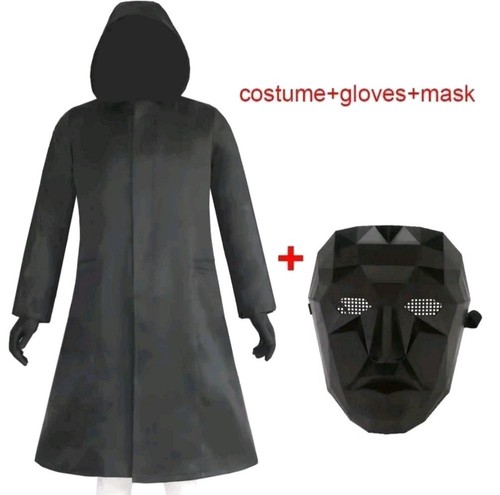 Kids Squid Game Inspired Front Man Black Jumpsuit+Mask Full Set Size115 ...