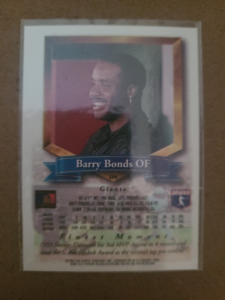 1994 Topps Finest Refractors - Barry Bonds #230 | eBay