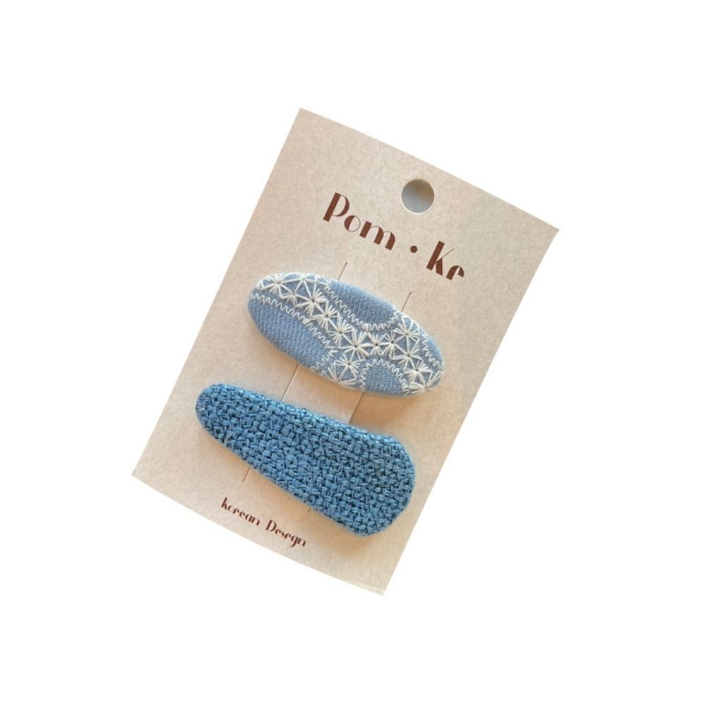 2PCS Fashion Embroidered Denim Hair Clips Cute Bangs Hairclips BB Clips ...