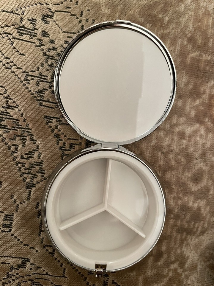 Retro Pink Barbie Old Fashioned Silver Push-button Pill box W/ 3 ...