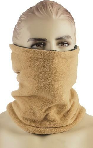 REVERSIBLE FLEECE NECK GAITER COYOTE TAN GRAY COVER FACE FOR COLD ...