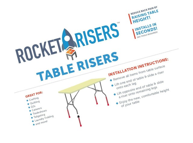 Rocket Risers Table Make Your Folding Counter Height Set of 4 Leg ...