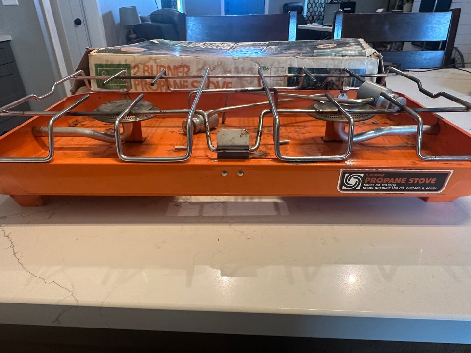 Vintage Sears 201-72106 Two Burner Propane Stove, Orange Lightweight ...
