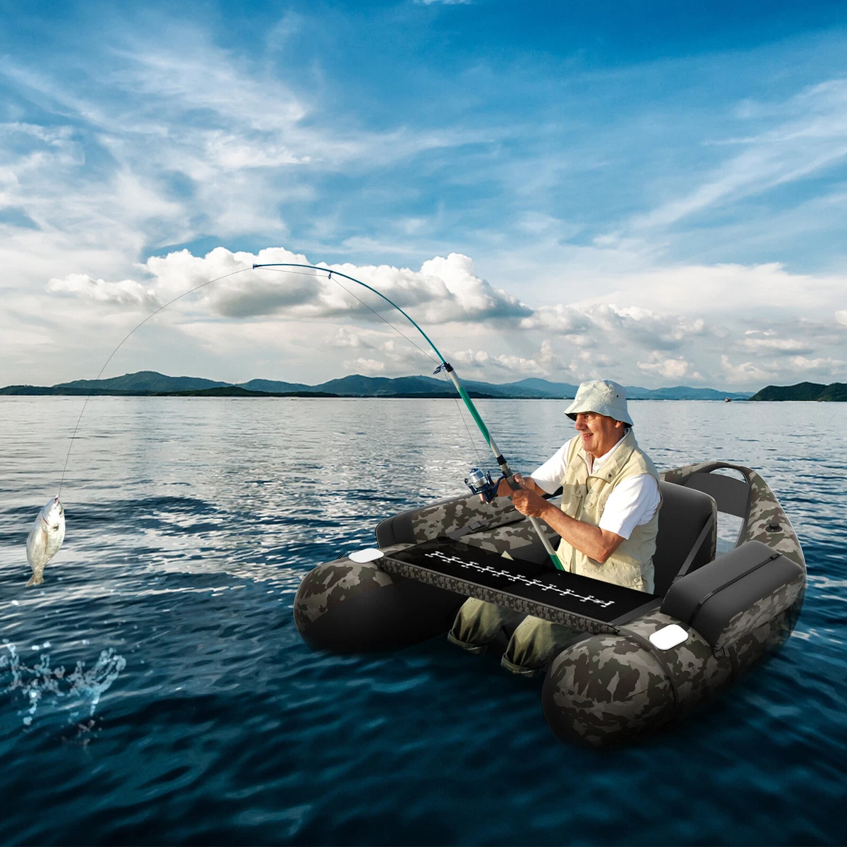 PEXMOR 350lbs Adjustable Inflatable Fishing Float Tube Blue, float tube ...