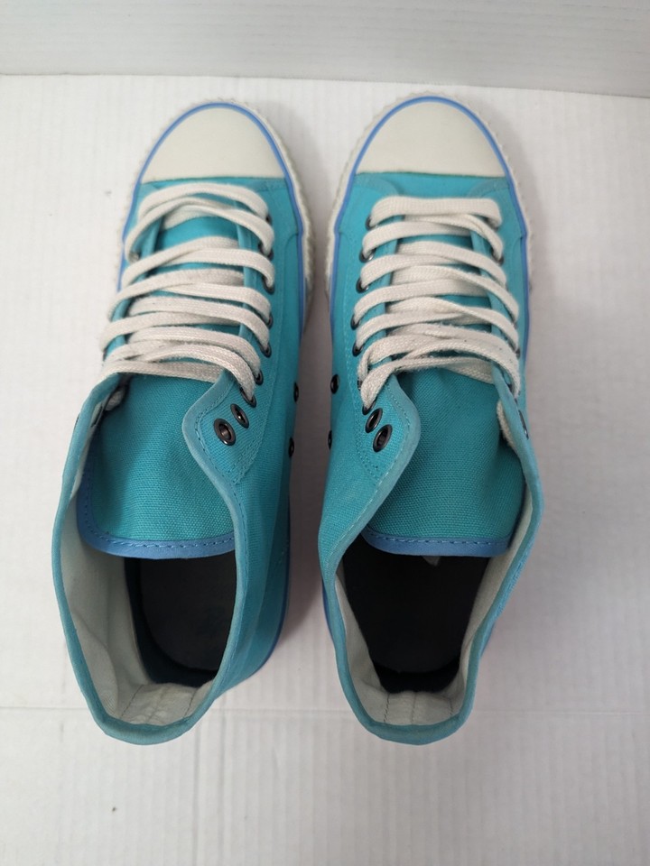 PF Flyers Center Hi Aqua White Sneakers Men's Retro Casual Shoes Size ...