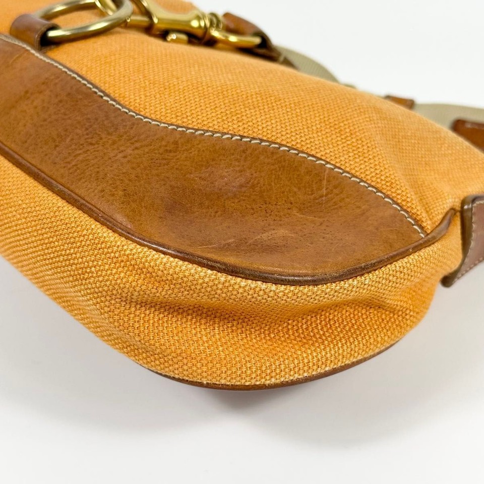Miu Miu Archive Shoulder Bag - Canvas & Leather Soho in Orange Brown ...