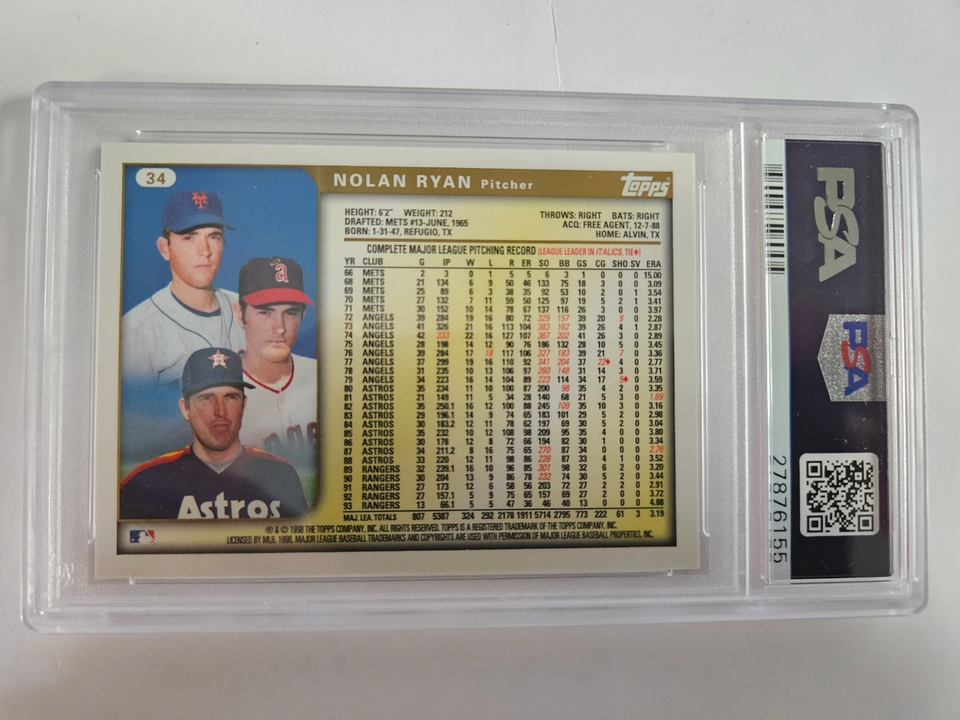 1999 Topps Gold Nolan Ryan #34 PSA 10 | eBay