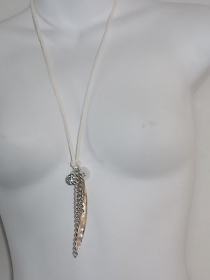 Club Monaco Women's Cream Rope Horn Fireball Charm Pendant Necklace NWT ...