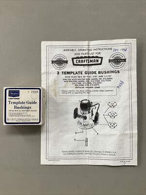 Sears Craftsman Router Template Guide Bushing Set 9-25069 & Manual ...