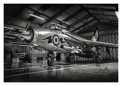 RAF English Electric LIGHTNING Military Jet Plane (A3 Print) Pencil ...