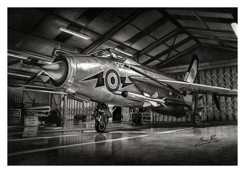 RAF English Electric LIGHTNING Military Jet Plane (A3 Print) Pencil ...