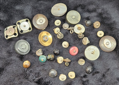 Vintage Lot Shank Buttons Shell Metal Enamel Assorted Sizes & Styles 30 ...
