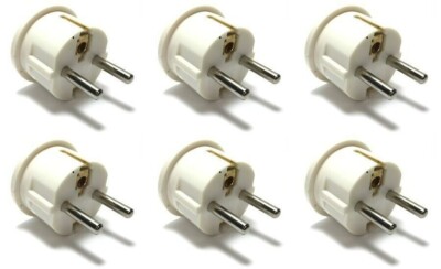 6PC American To European Plug Adapter Type E F USA To EU Round Pin ...