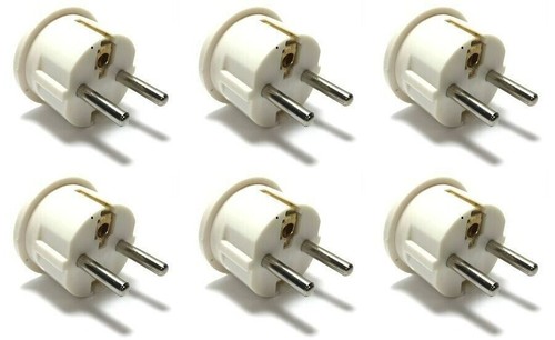 6PC American To European Plug Adapter Type E F USA To EU Round Pin ...
