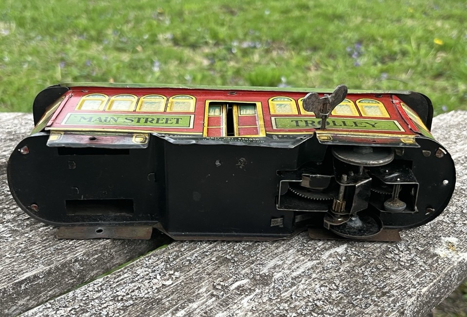 Vintage Litho Fischer Nifty Main Street Trolley Wind Up Mechanical Toy ...