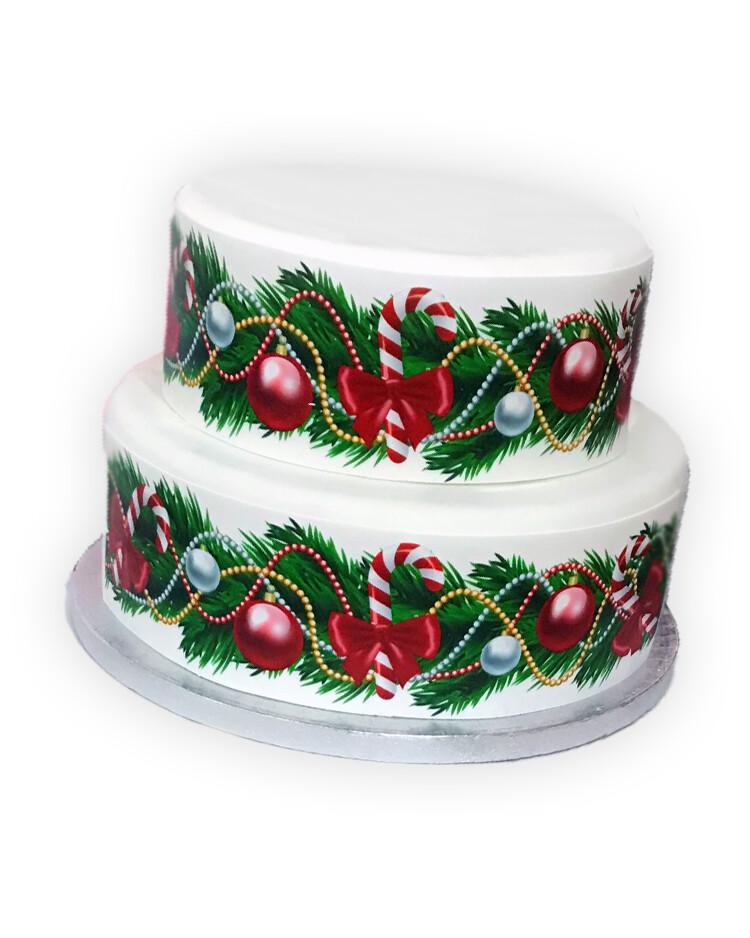 Cake Topper Christmas Candy Cane Garland Border A4 Edible Decor Icing ...