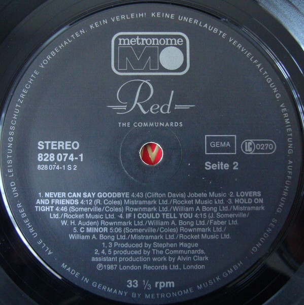 The Communards - Red (LP, Album, Red) (Very Good Plus (VG+)) | eBay