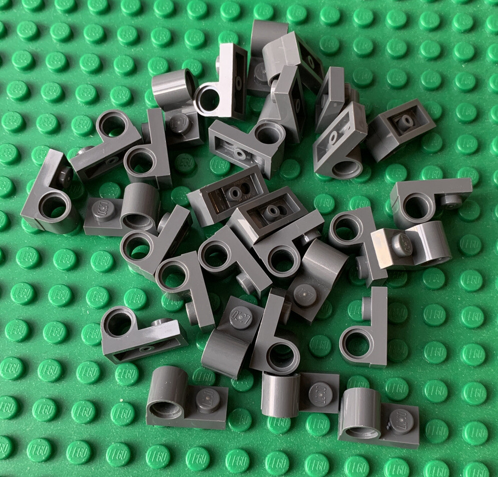 30 x LEGO 1 x 2 Plate w/ Technic Pin Hole on Top - Dark Bluish Grey ...