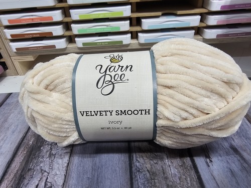 Yarn Bee Velvety Smooth IVORY Knitting Crochet Craft Chenille HOBBY ...