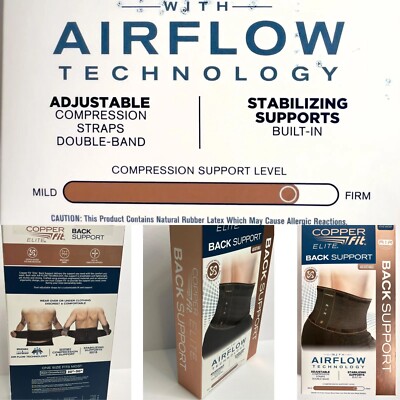 Back Support Copper Fit Elite AirFlow Back Brace Adjustable Double-Band ...