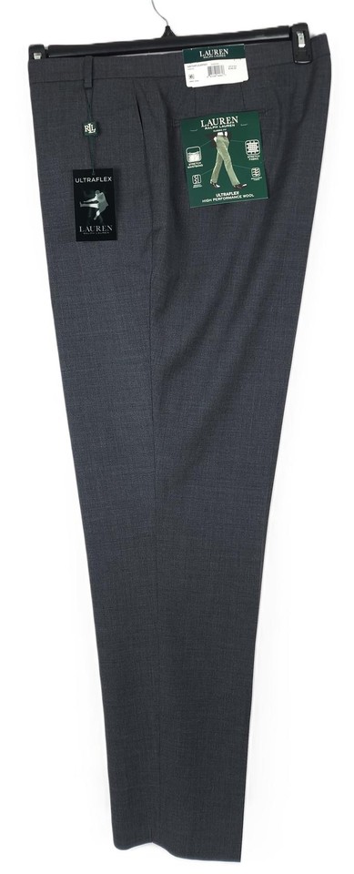 Lauren Ralph Lauren Classic-Fit Ultraflex Wool Dress Pants Charcoal ...