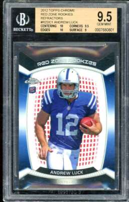 Andrew Luck Rookie Card 2012 Topps Chrome Red Zone Refractors #1 BGS 9. ...