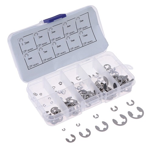 120Pcs/Box 304 Stainless Steel E-Clip Retaining Circlip Assortment Kit ...