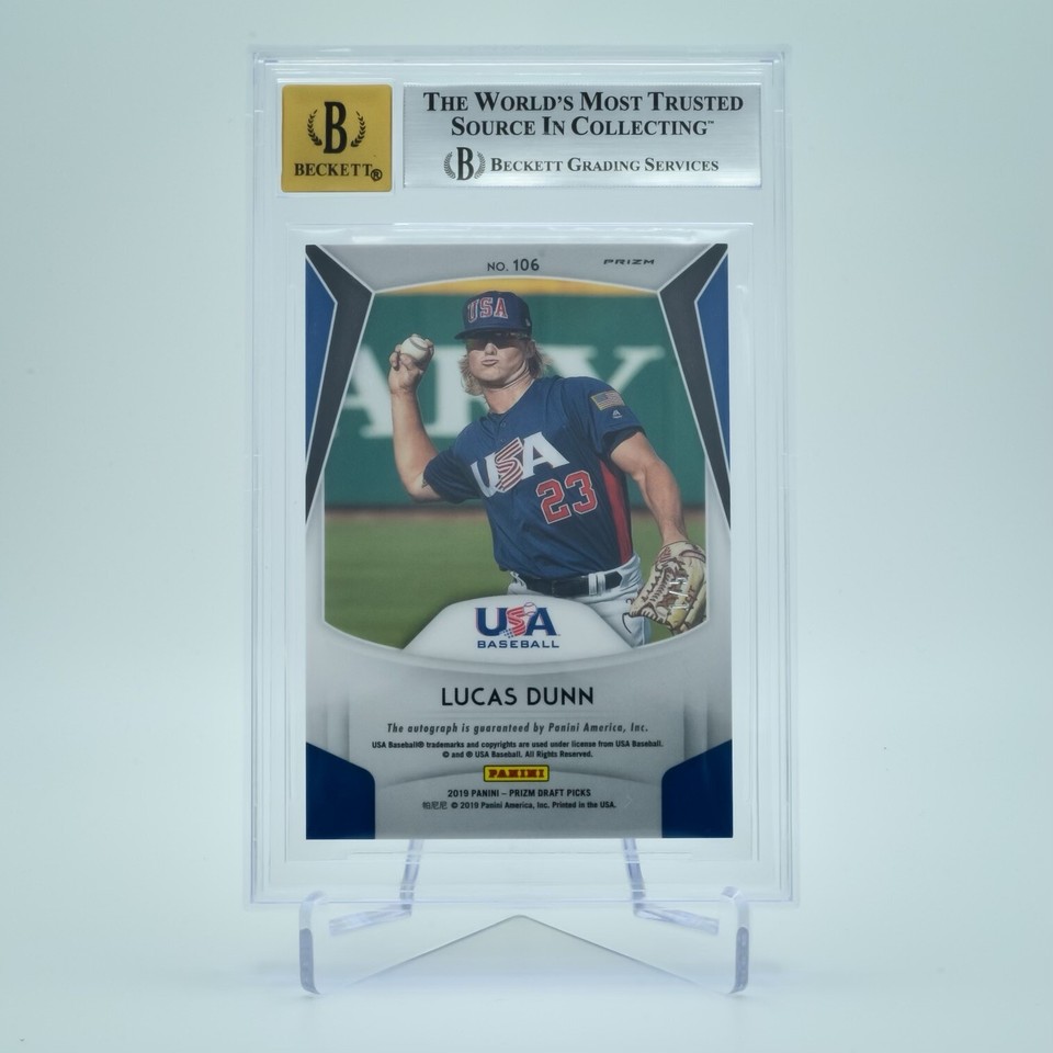 2019 Panini Prizm Draft Picks Baseball LUCAS DUNN Gold Vinyl #/5 BGS 9 ...