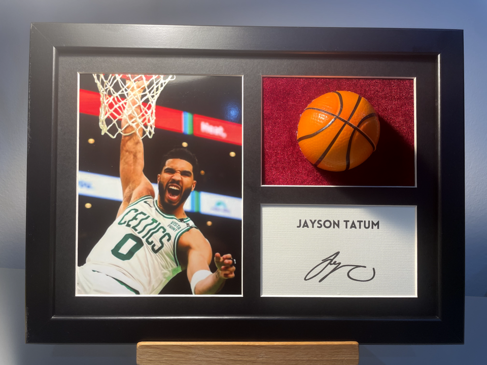 JAYSON TATUM AUTOGRAPH in elegant display with small basketball + frame ...