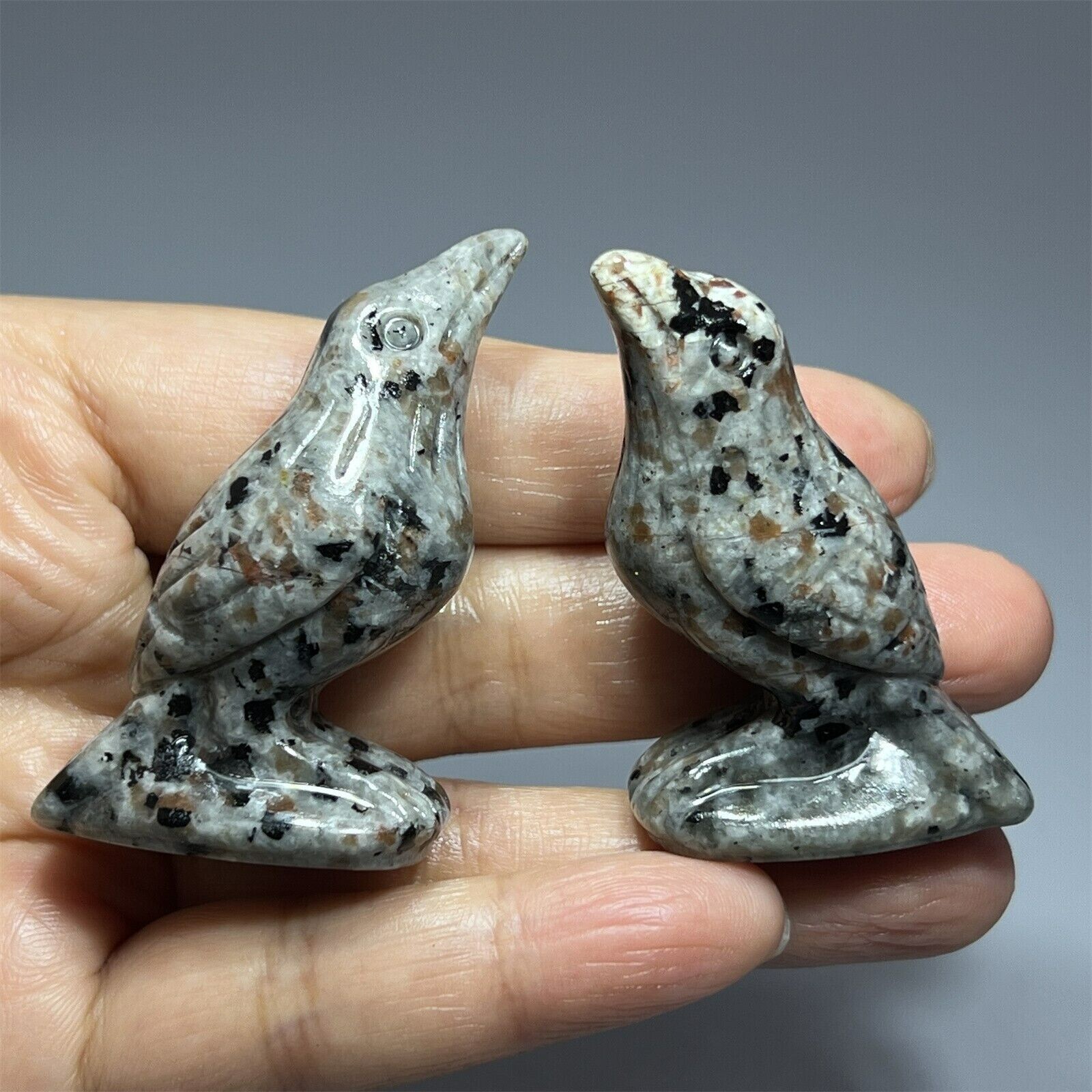 Natural Flame Stone Crow UV Reactive Yooperlite Raven Statue Home ...