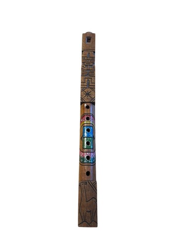 Native American Style Wooden Flute Hand Painted 19” Decor | eBay