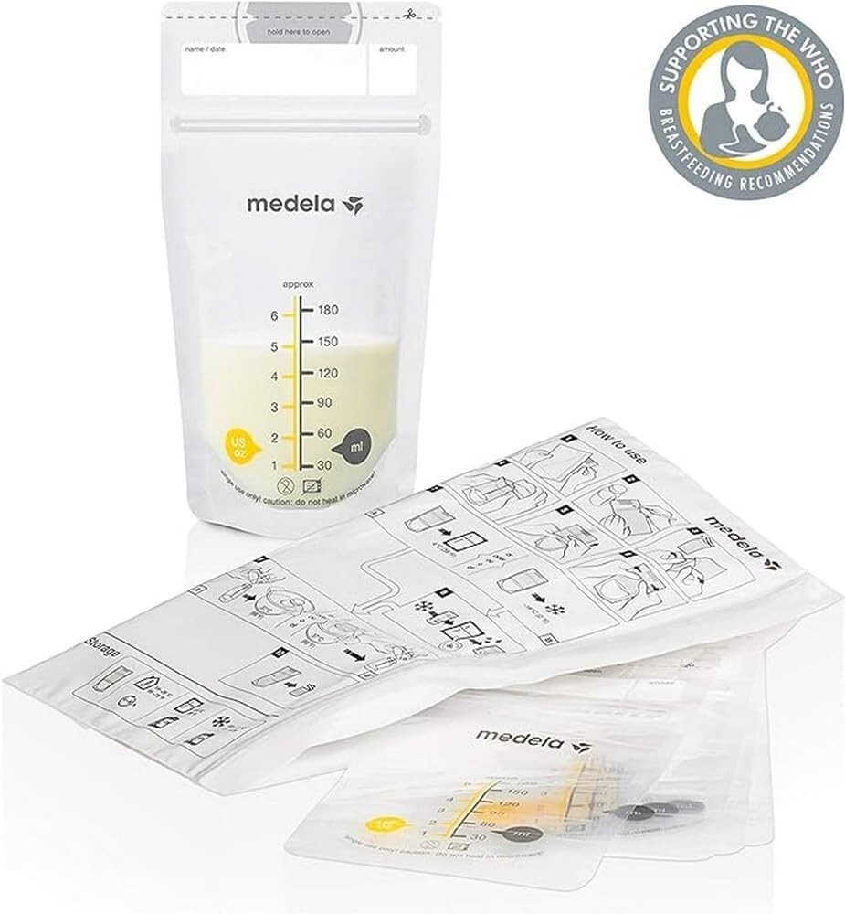 MEDELA BREAST MILK STORAGE BAGS 180ml RESEALABLE FREEZER SAFE BABY ...