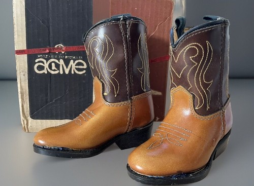 Vintage 50s ACME Childs Cowboy Boots Brown In Original Box Toddler 4D ...