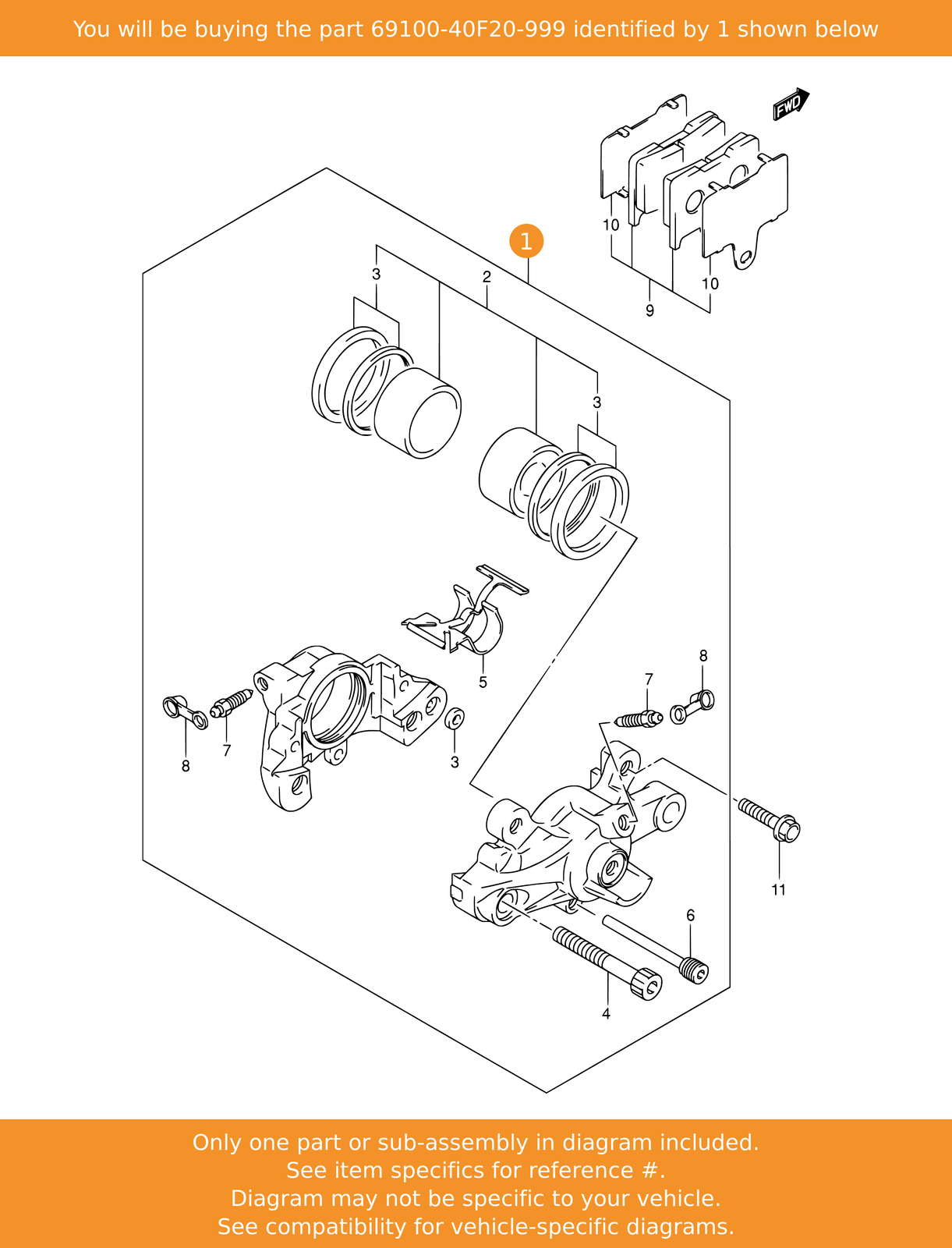 SUZUKI Caliper Assy Rear 69100-40F20-999 OEM for sale online | eBay UK