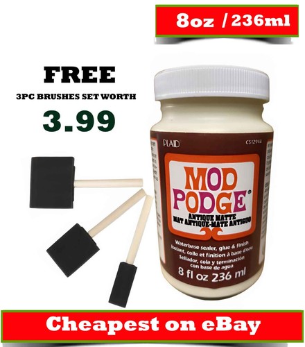 8oz ANTIQUE MATTE FINISH MOD PODGE WATER BASED SEALER GLUE VARNISH NON ...