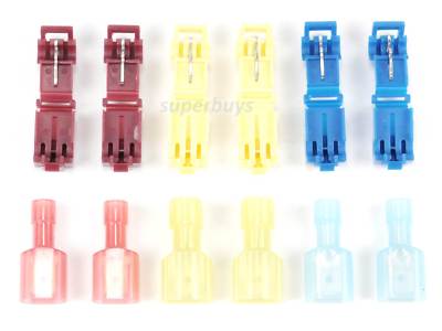 6 Sets Red Blue Yellow Electrical Cable Crimps Splice Connectors Lock ...