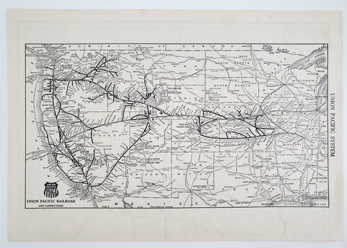 1940s Union Pacific Railroad Trans-Continental Routes Vintage Map RR | eBay