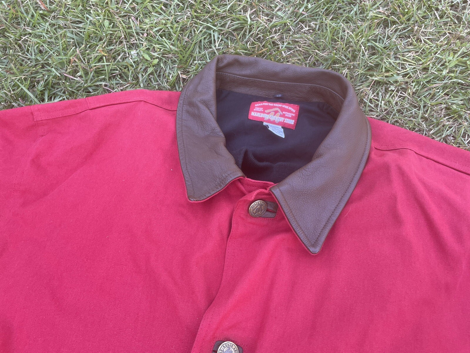 Vintage Marlboro Chore Coat Jacket Mens Large Red Ca… - Gem