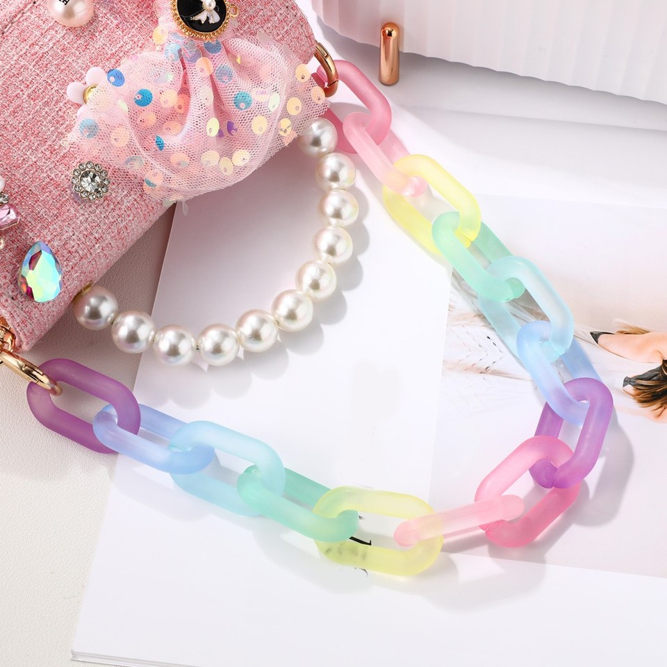 Acrylic Shoulder Bag Rainbow Color Accessory Crossbody Bag Purse Chain ...