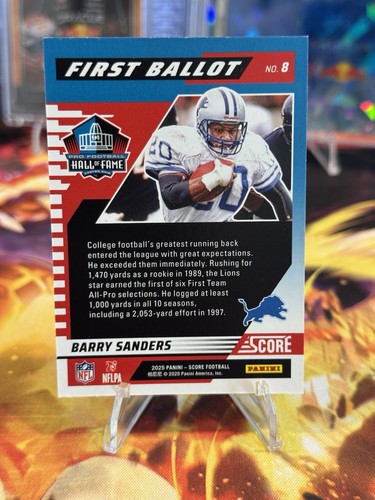 2025 Score Barry Sanders First Ballot Gold Foil #8 Detroit Lions | eBay