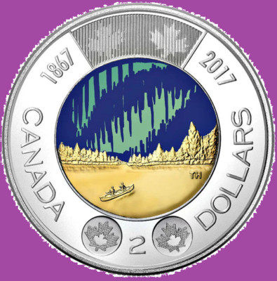 2017 Canada COLORED 'Glow-in-the-Dark' Two Dollars MINT UNC Toonie Coin ...