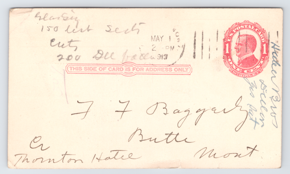 Pickard Studios Fine China Sample Card Butte MT c1913 Postcard Thornton ...