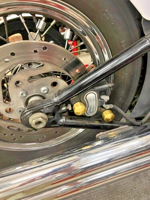 2 Harley Softail Rear Brake Caliper BRASS DOME BOLT COVERS | eBay