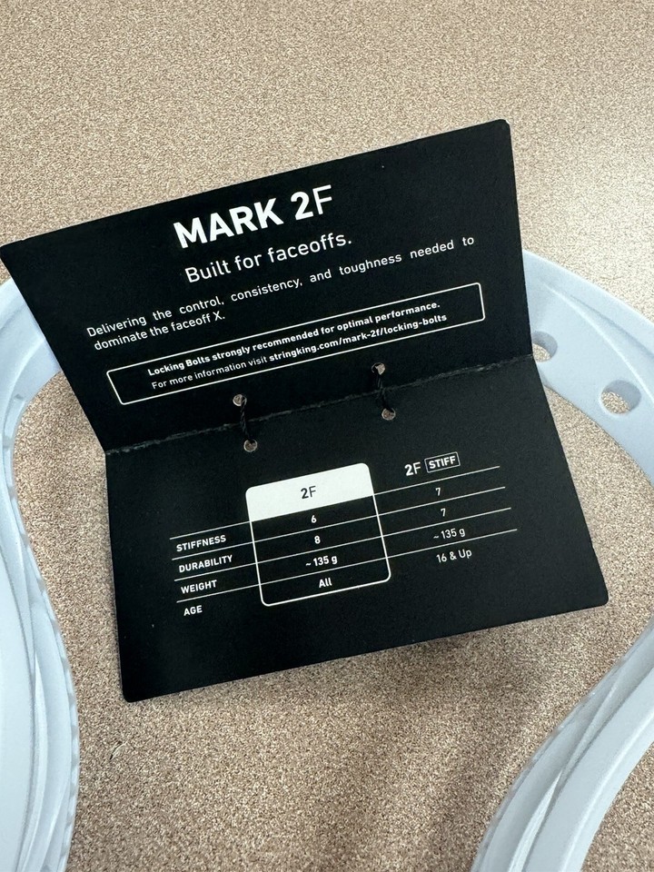 Stringking Mark 2F Lacrosse Unstrung Head for Face Offs - White **NEW ...