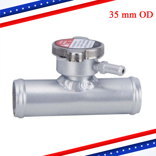 35mm OD Aluminum Inline Water Radiator Filler Neck Hose Adapter W/cap ...