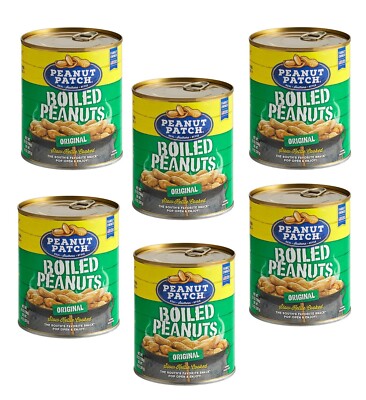 6 Cans Peanut Patch Original Canned Boiled Peanuts Gluten Free Size 25 ...