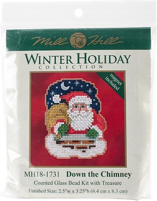 MILL HILL Winter ORNAMENTS Beaded Cross Stitch Kit DOWN THE CHIMNEY ...